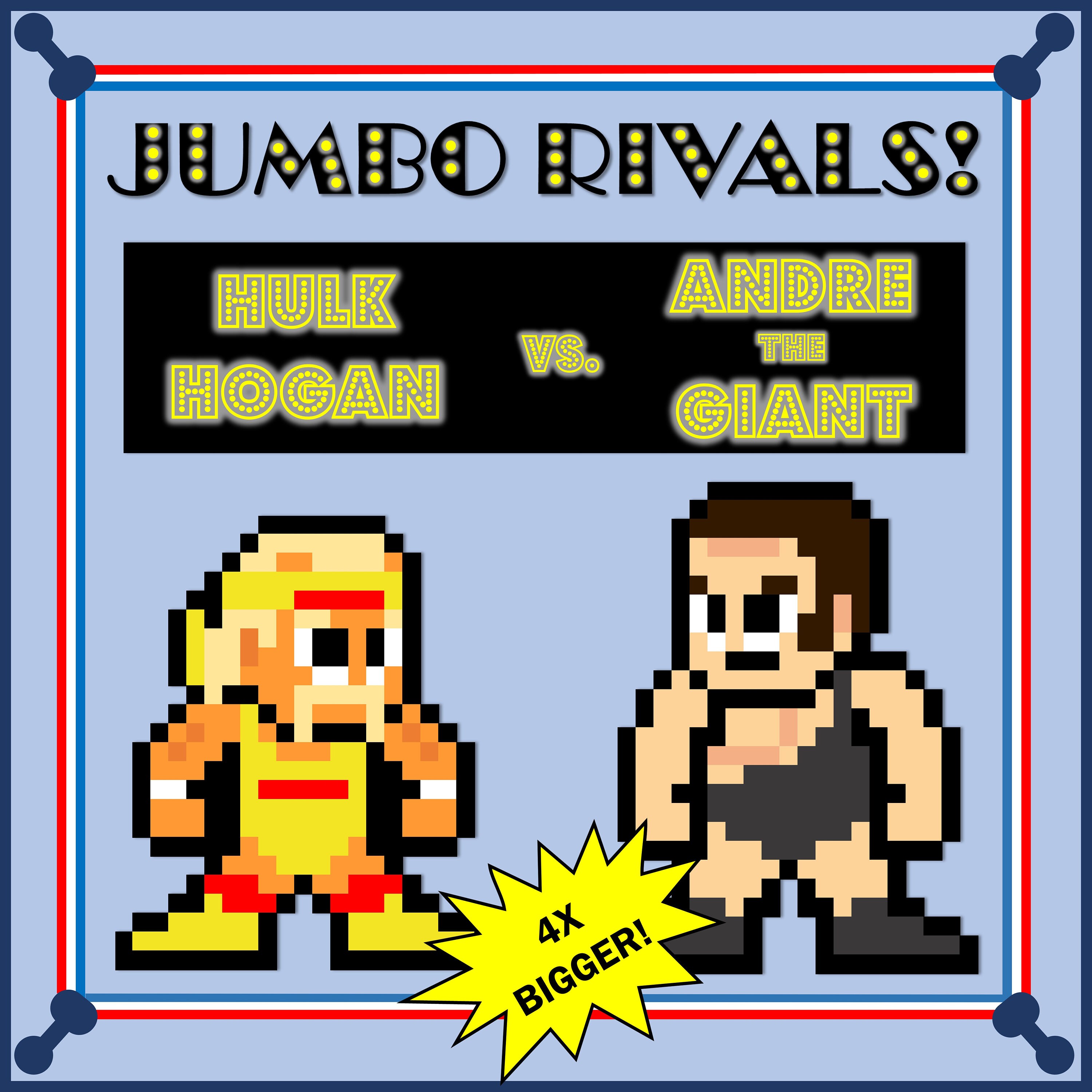 8-bit Pixel Art Set of Two JUMBO Rival Stickers: Hulk Hogan Vs. Andre ...