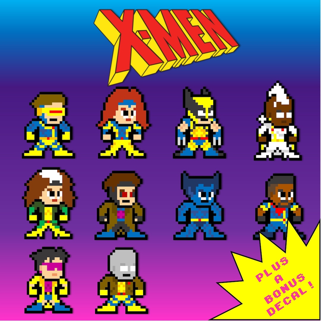 8-bit Pixel Art Pick X-men Collection Vinyl Sticker Set of 10 ...