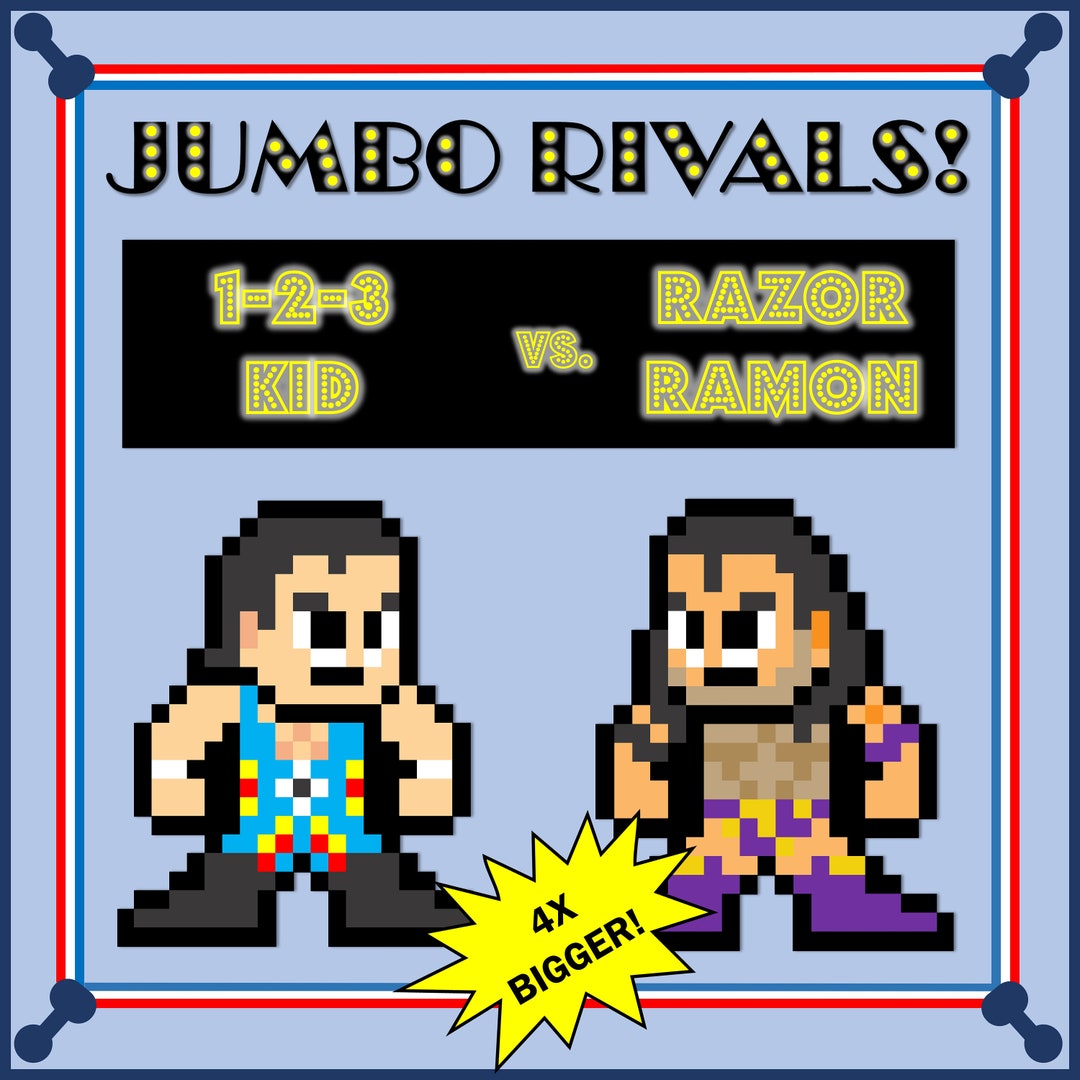 8-bit Pixel Art Set of Two JUMBO Rival Stickers: 1-2-3 Kid Vs Razor ...