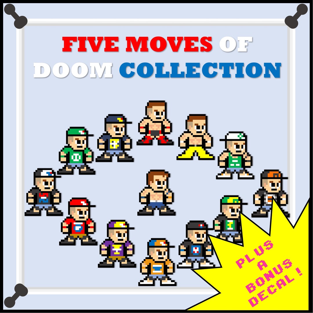 8-bit Pixel Art Five Moves of Doom Collection Vinyl Sticker Set of 13 ...