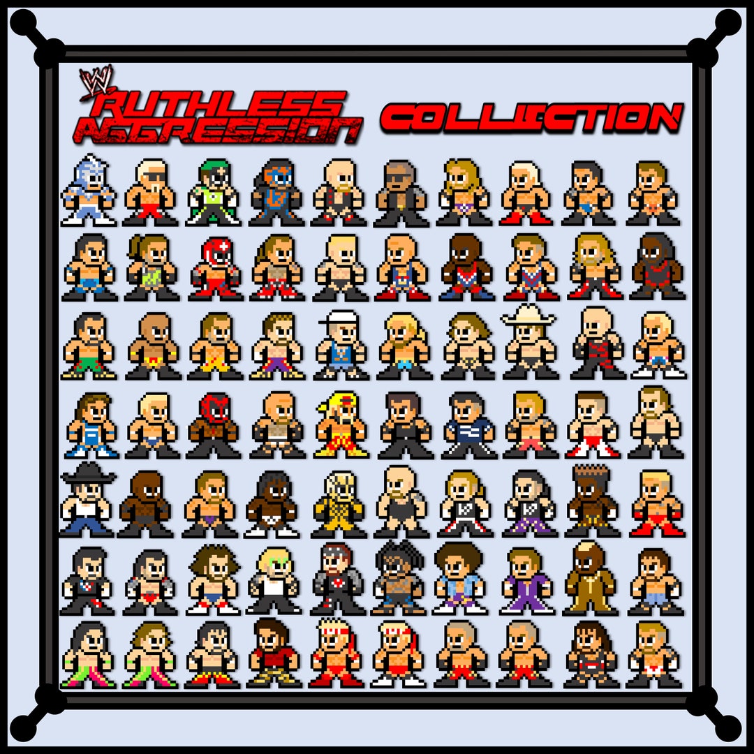 8-bit Pixel Art WWE Ruthless Aggression Era Superstars Vinyl Sticker ...