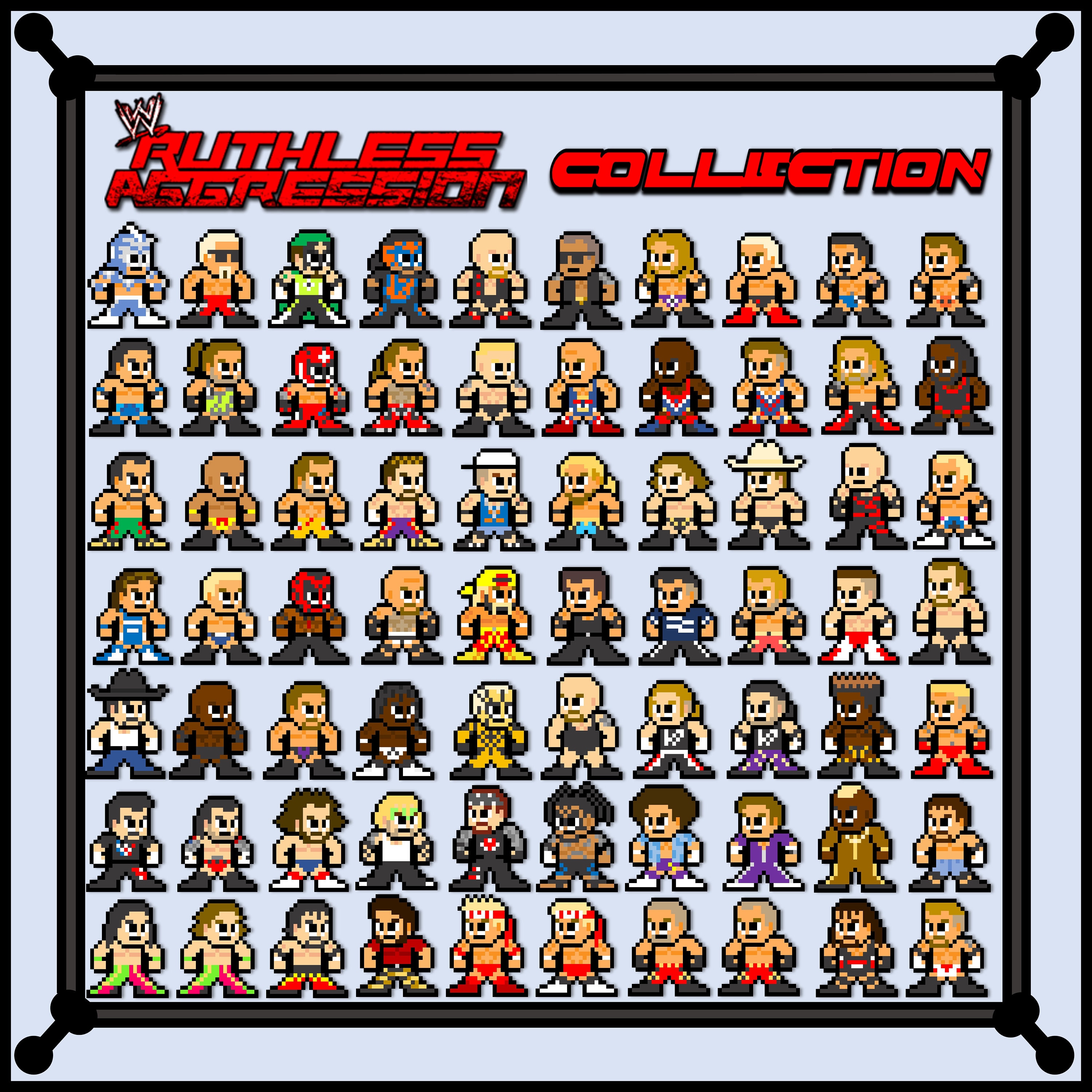 8-bit Pixel Art WWE Ruthless Aggression Era Superstars Vinyl Sticker ...