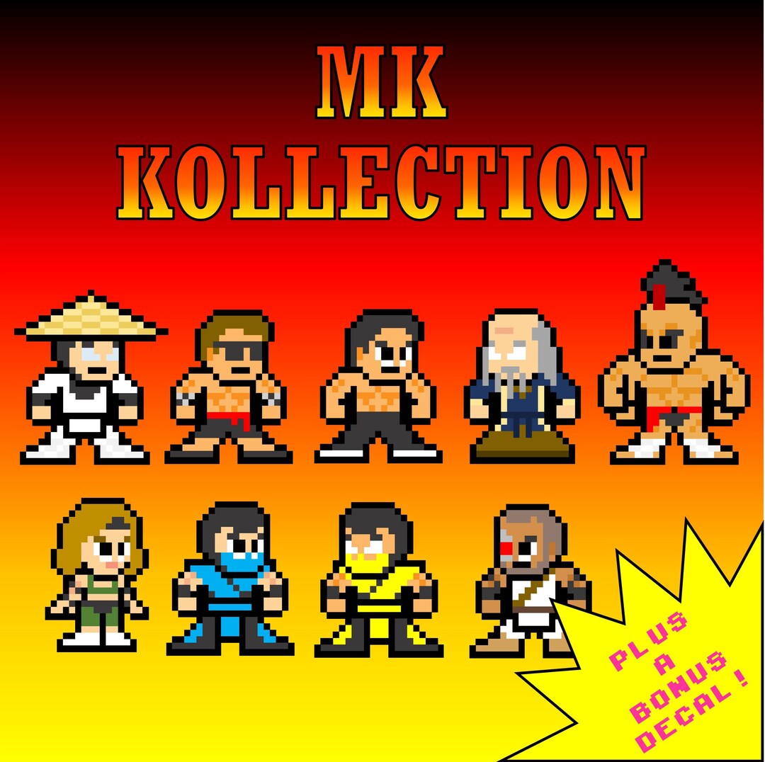 8-bit Pixel Art Stickers MK Collection Vinyl Sticker Set of 9 ...