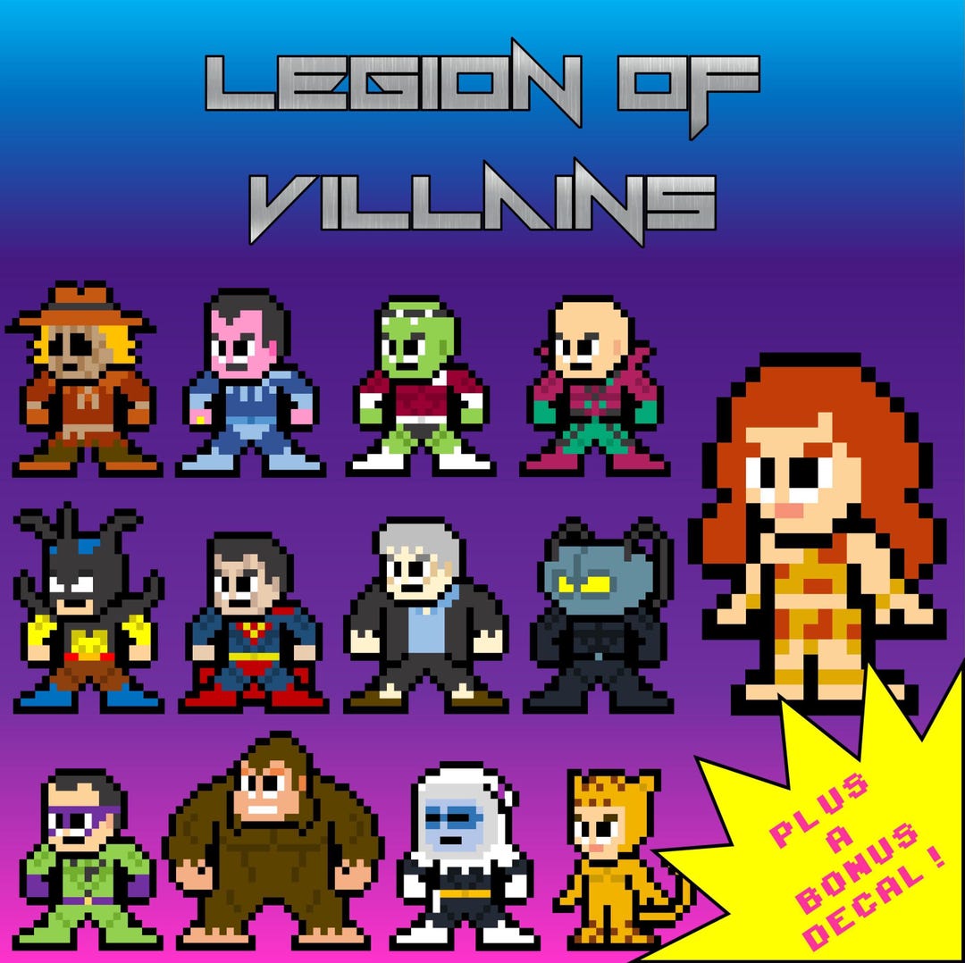 Pixel Art Stickers - Legion of Villains Collection Vinyl Sticker Set of ...