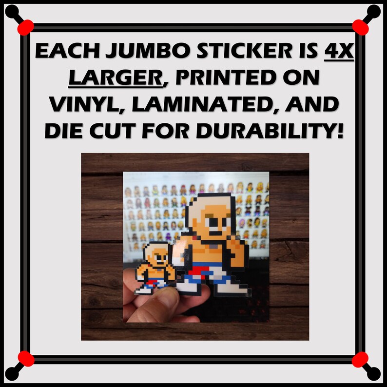 8-bit Retro Wrestling JUMBO Sticker Set of 2: Rey Vs Eddie - Etsy