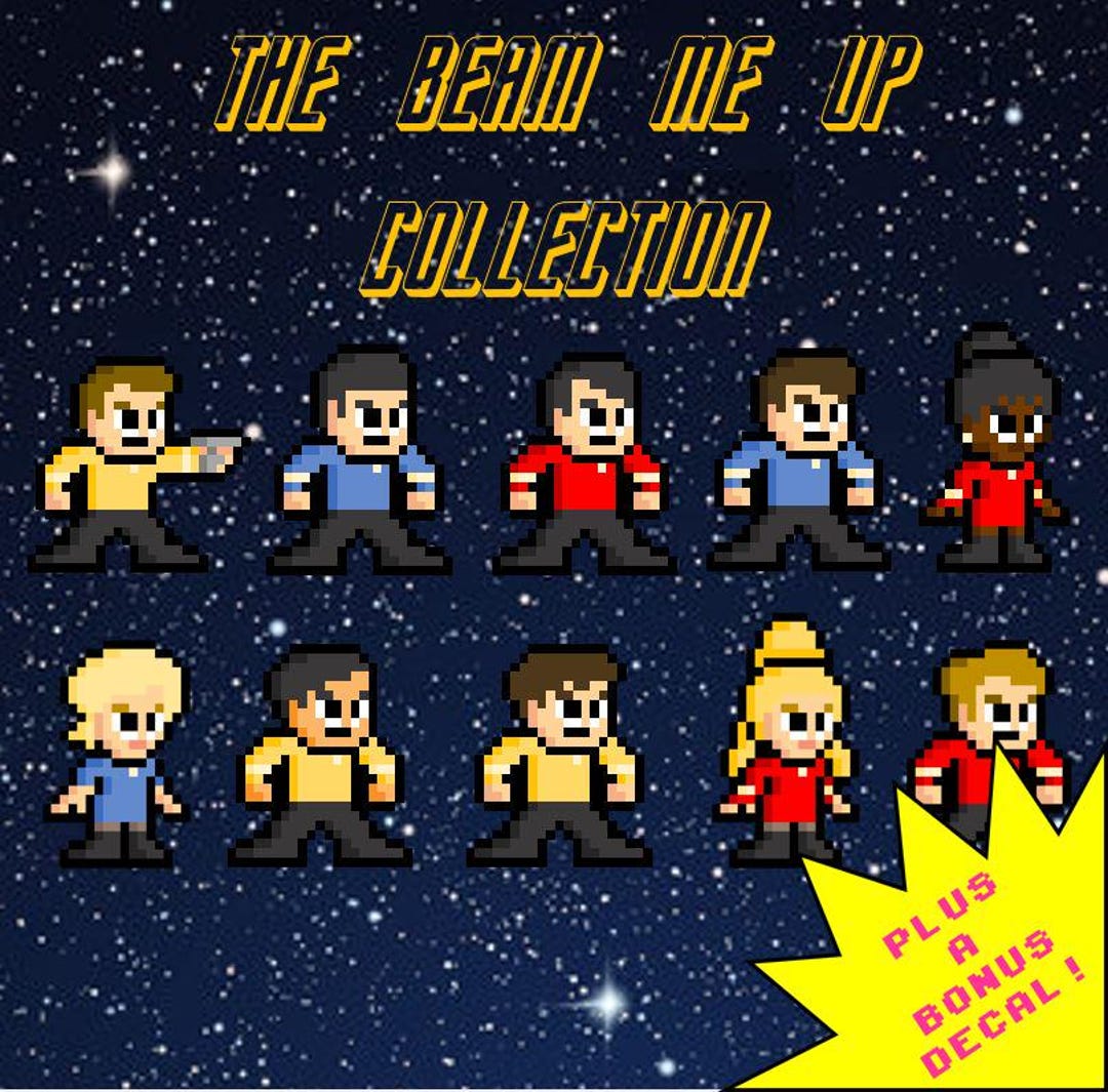 8-bit Retro Sci-fi Stickers: Beam Me up Set of 10 - Etsy