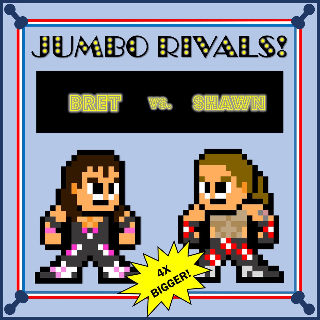 8-bit Sticker Set of 2 JUMBO Individual Decals: Bret Vs Shawn - Custom ...