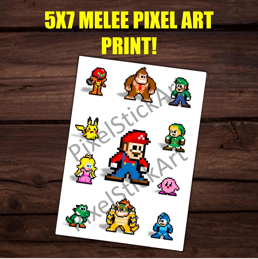 8-bit Melee Video Game 5X7 Print - Custom Designed Pixel Art Cartoons ...