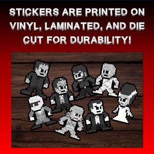 8-bit Pixel Art Stickers Classic Movie Monsters Collection Vinyl ...