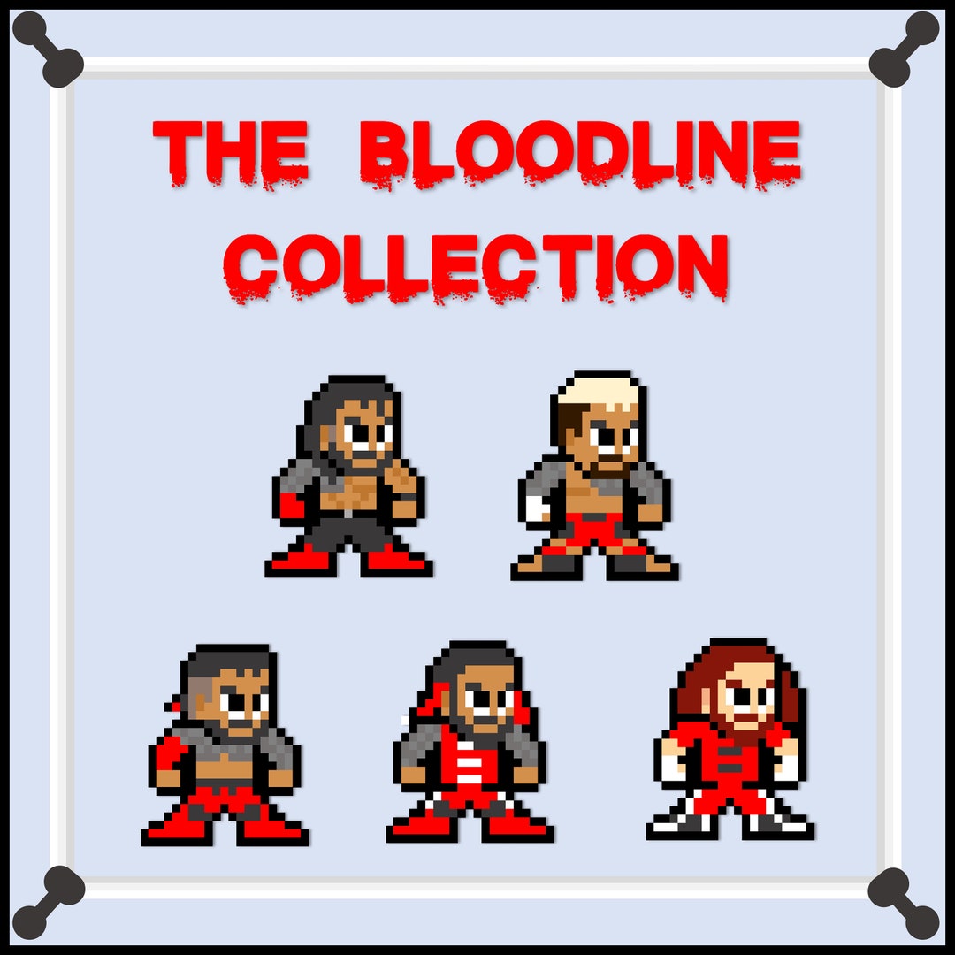 8-bit Pixel Art WWE Bloodline Collection Vinyl Sticker Set of 5 ...