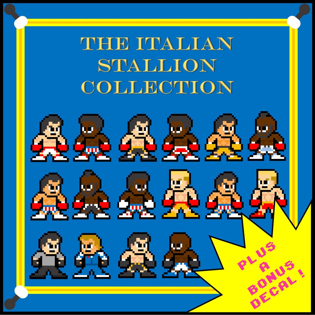 8-bit Retro Boxing Stickers: Italian Stallion Collection Set of 16 - Etsy