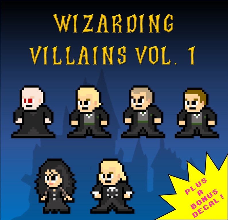 8-bit Fantasy Sticker Set: Wizarding Villains Vol. 1 Set of 6 Stickers ...