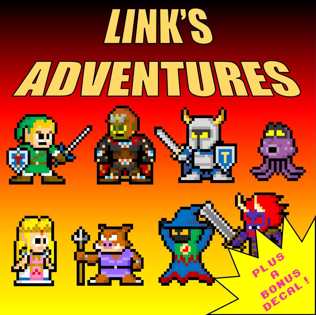 8-bit Sticker Set of 8 Individual Decals: Link's Adventures - Custom ...
