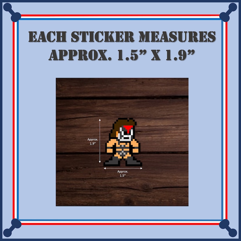 8-Bit Pixel Art WWF Demolition Sticker Set de 3 pegatinas individuales ...