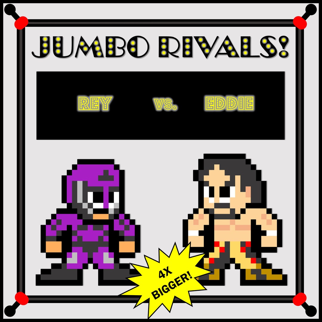 8-bit Retro Wrestling JUMBO Sticker Set of 2: Rey Vs Eddie - Etsy