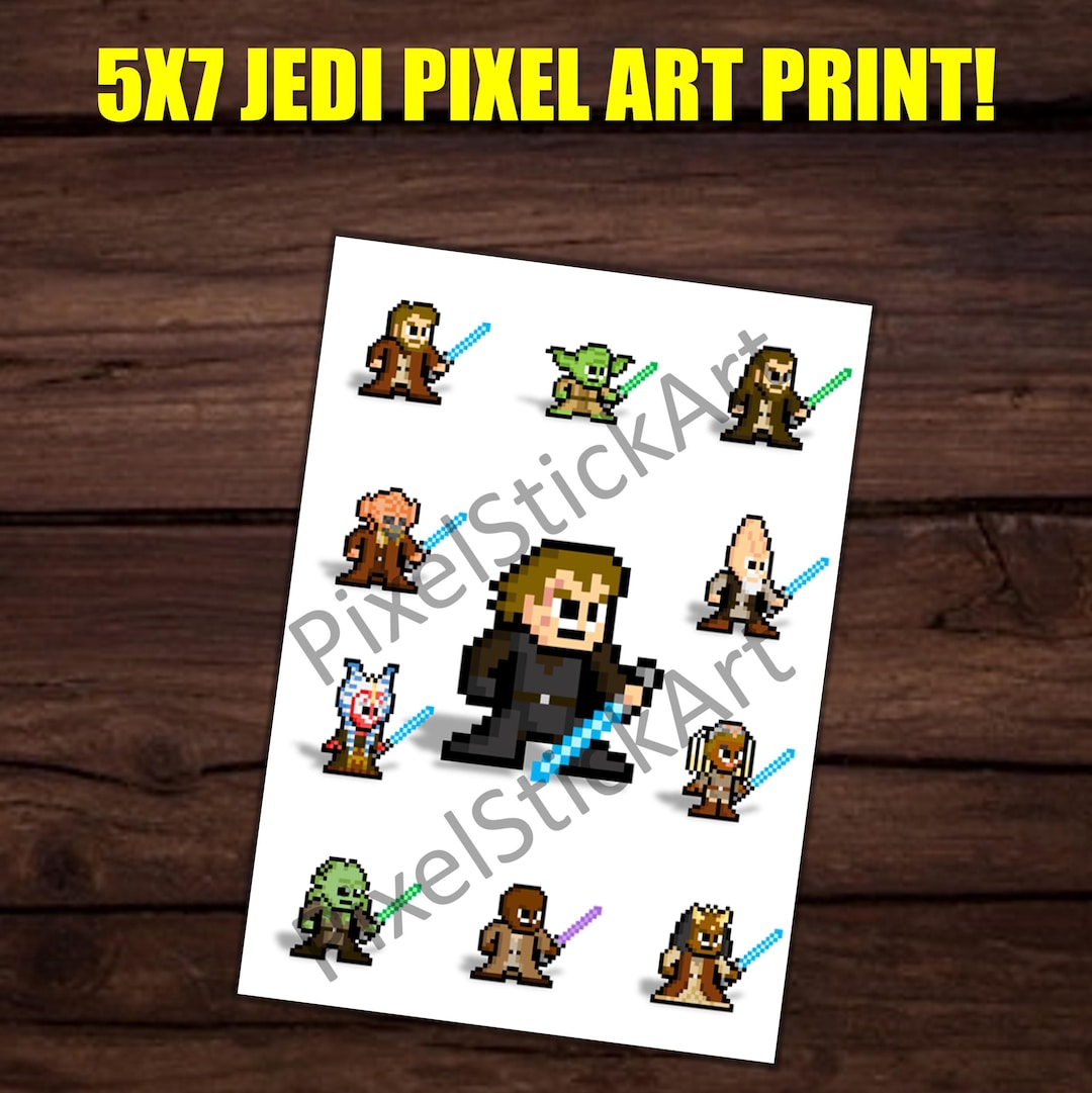 8-bit Jedi Sci-fi 5X7 Print - Custom Designed Pixel Art Science Fiction ...