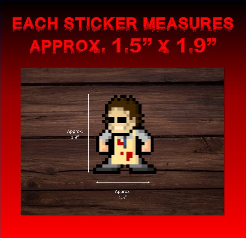 8-bit Pixel Art Stickers Horror Movie Villains Collection Vinyl Sticker ...