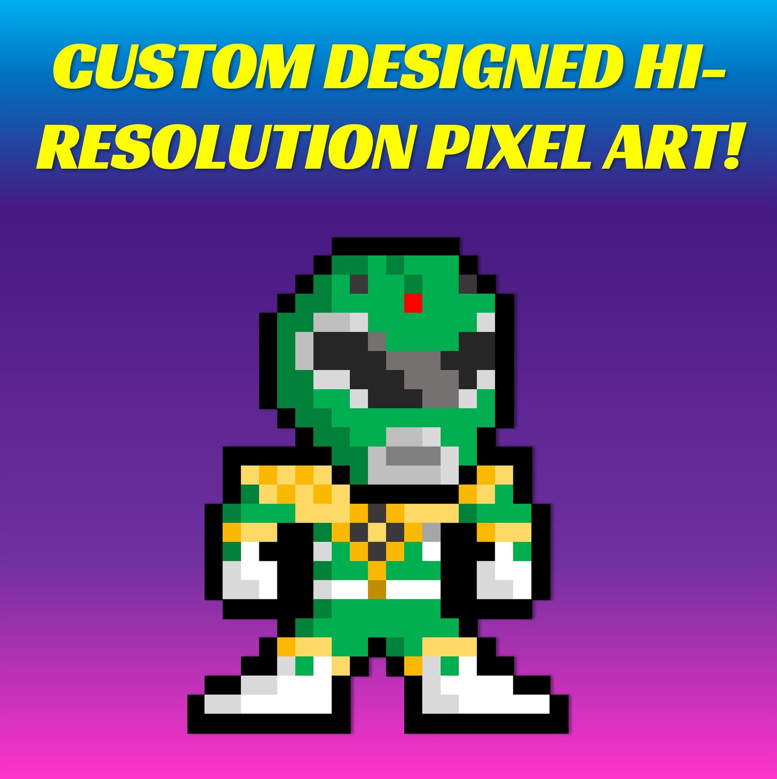 8-bit Pixel Art Mighty Morphin Power Rangers Collection Vinyl Sticker ...