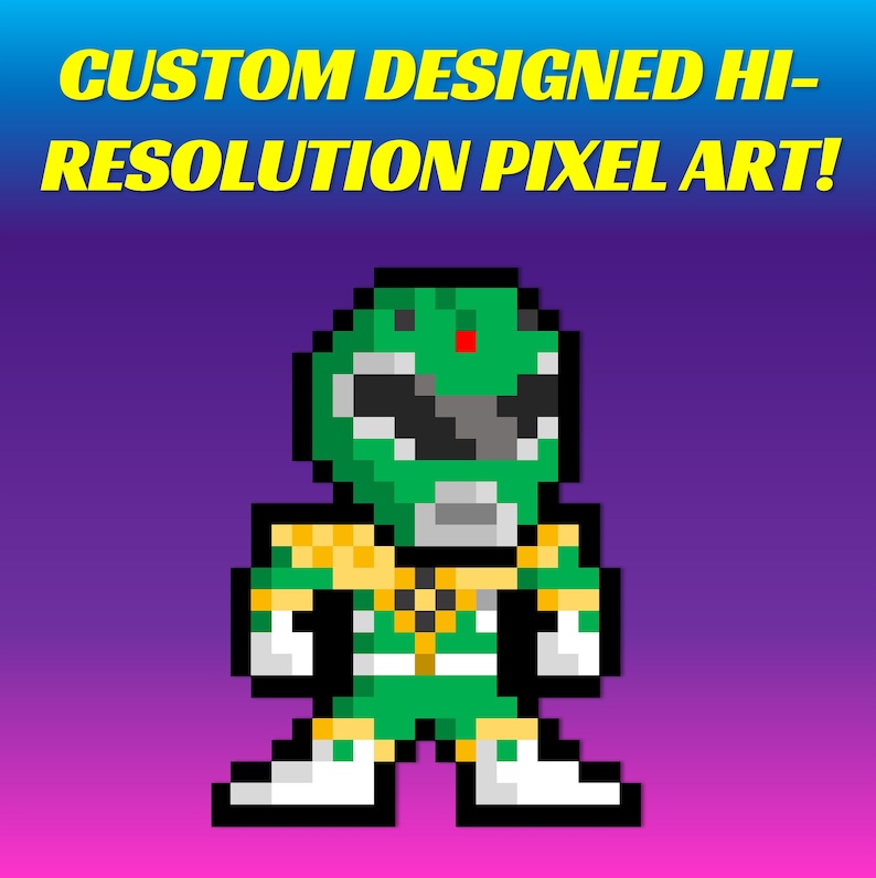 8-bit Pixel Art Mighty Morphin Power Rangers Collection Vinyl Sticker ...