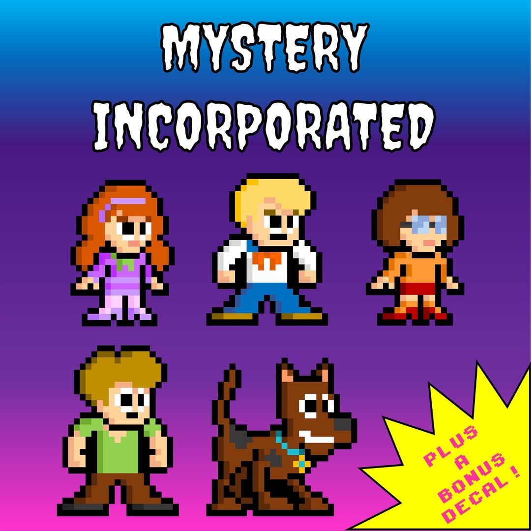 Pixel Art Stickers - Mystery Incorporated Vinyl Sticker Set of 5 ...