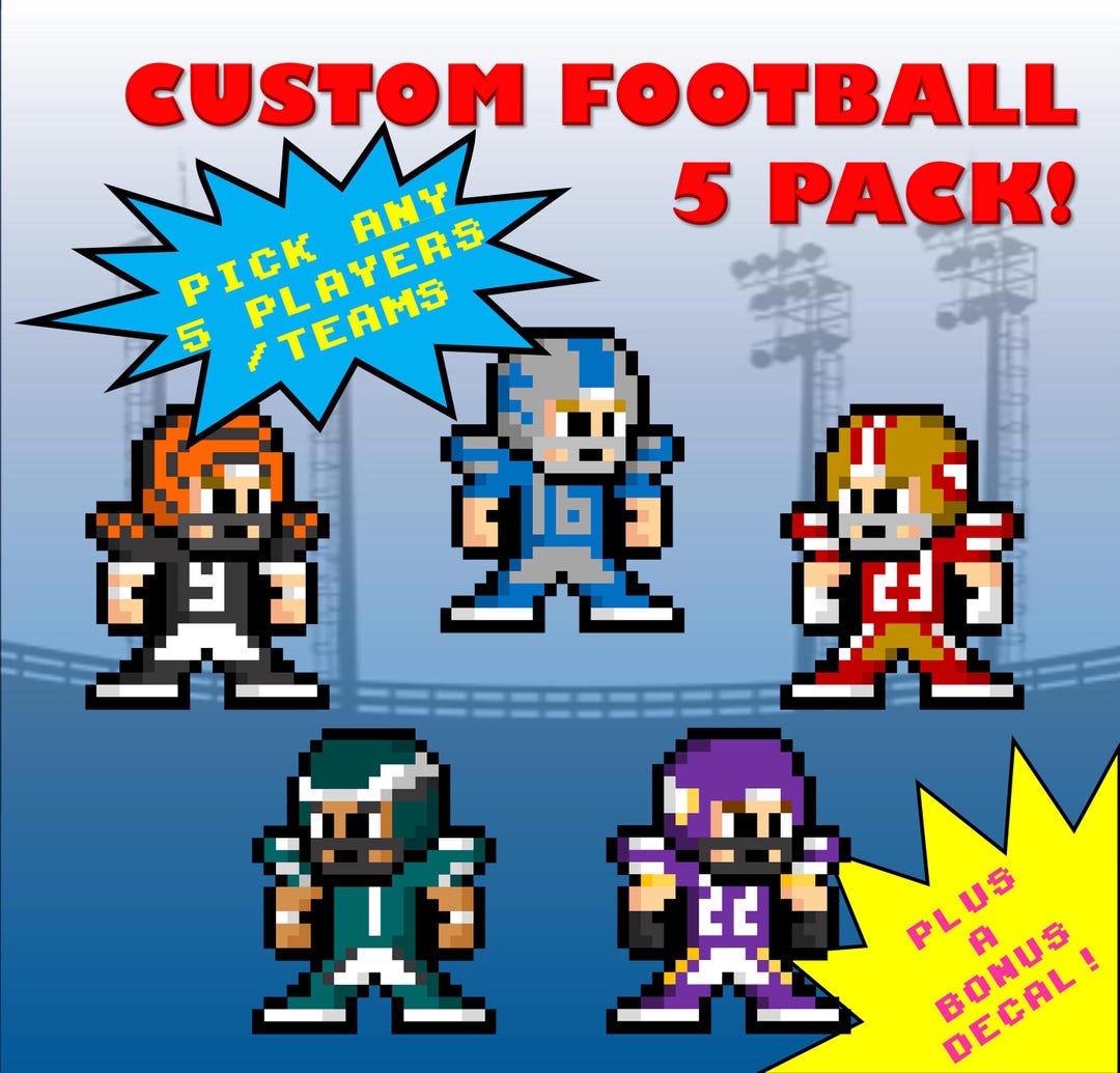 8-bit Custom Retro Football Sticker Set: Choose Any 5 Players - Etsy