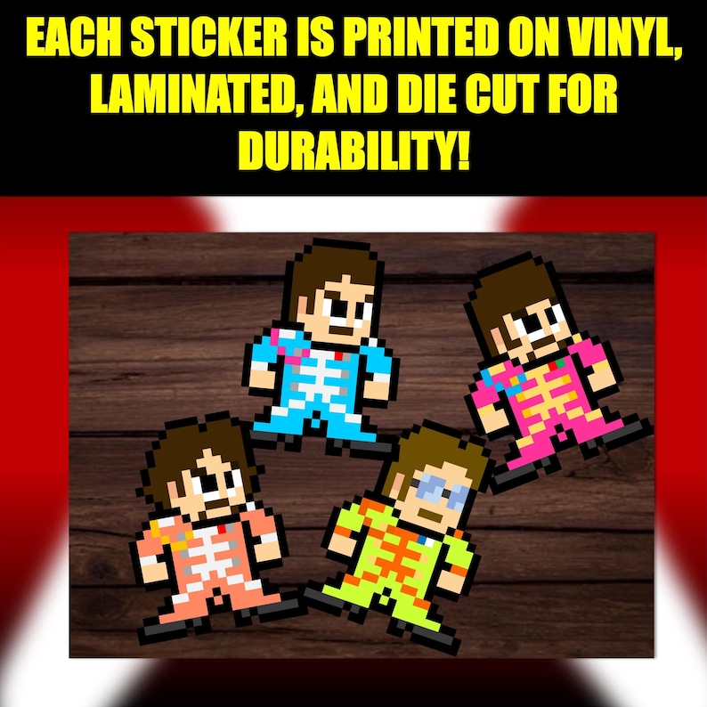 8-bit Rock Band Sticker Set: Sgt. Pepper Set of 4 Stickers - Custom ...