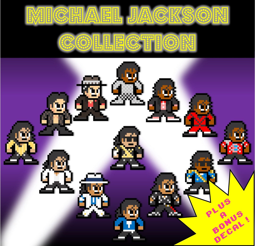 8-bit Pixel Art 80's Michael Jackson Collection Vinyl Sticker Set of 13 ...