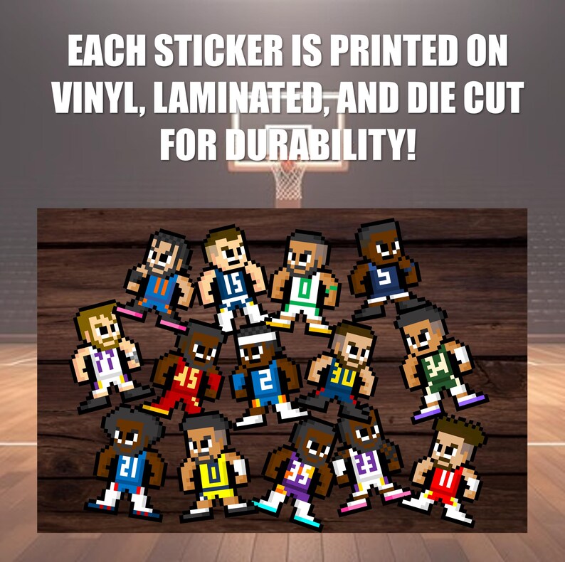 8-bit Sticker Set of 14 Individual Decals: 2020's Basketball Stars ...