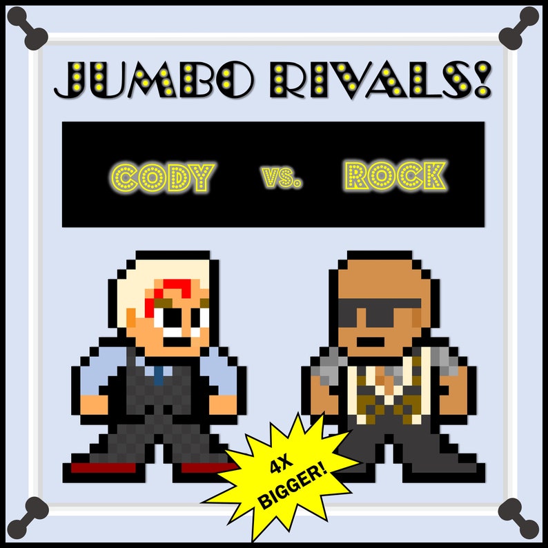 8-bit Retro Wrestling JUMBO Sticker Set of 2: Cody Vs Rock - Etsy