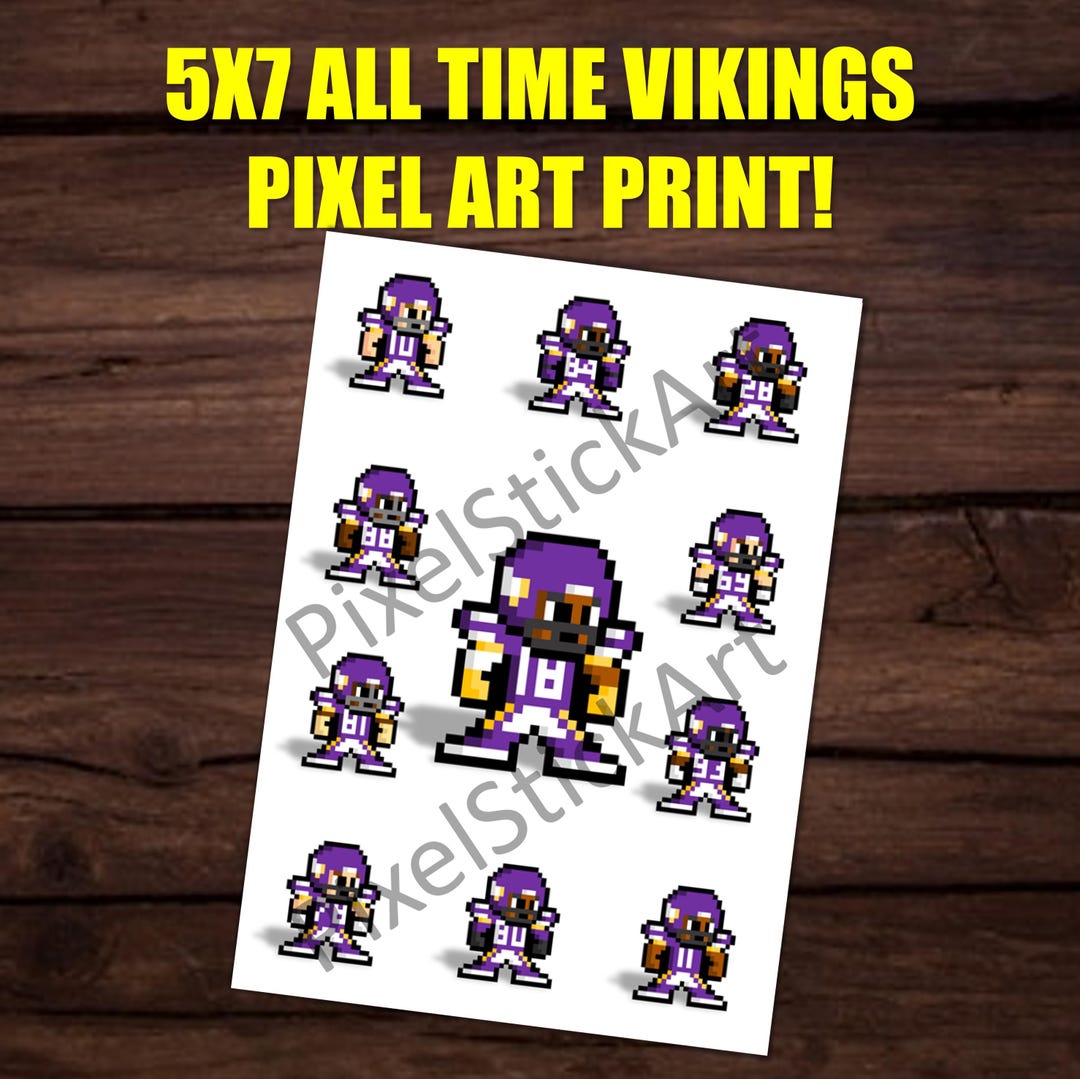 8-bit Football SKOL Vikings 5X7 Print - Custom Designed Pixel Art ...