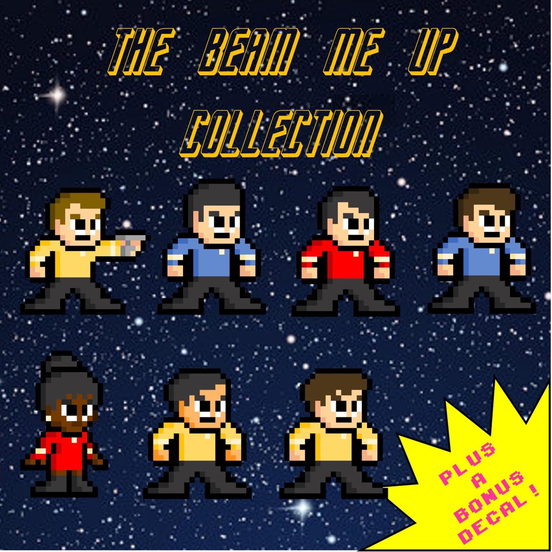 8-bit Sticker Set of 7 Individual Decals: Beam Me up - Custom Pixel Art ...