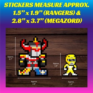 8-bit Pixel Art Mighty Morphin Power Rangers Collection Vinyl Sticker ...