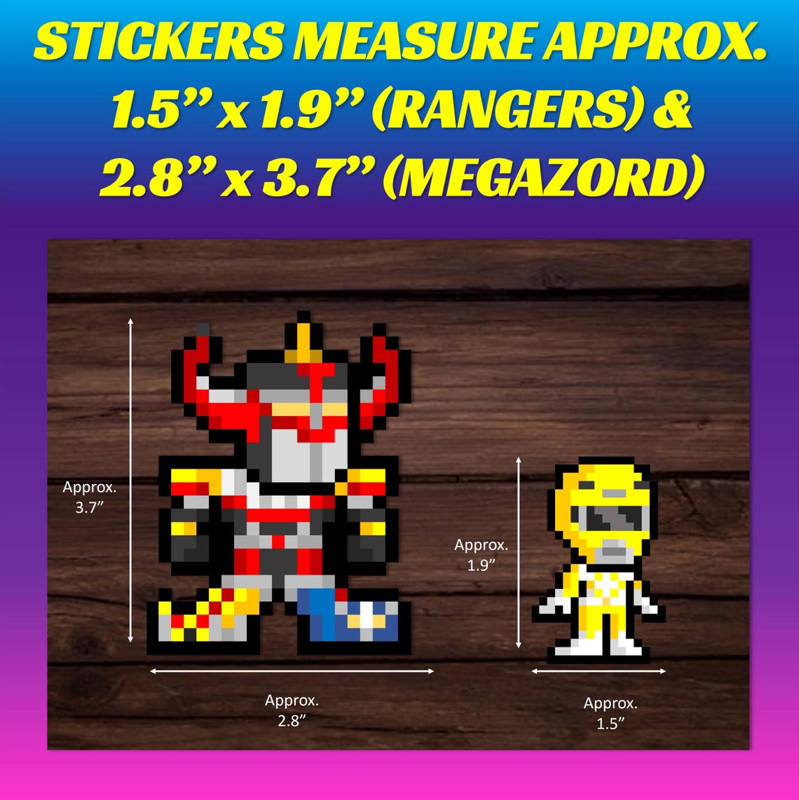 8-bit Sticker Set of 7 Individual Decals: Morphin Time - Custom Pixel ...