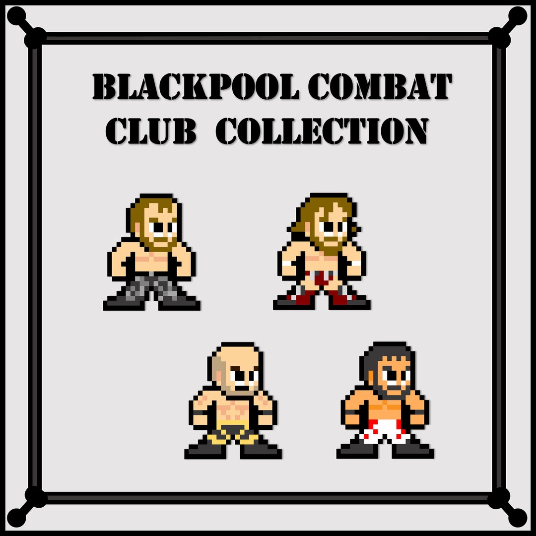 8-bit Pixel Art AEW Blackpool Combat Club Collection Vinyl Sticker Set ...