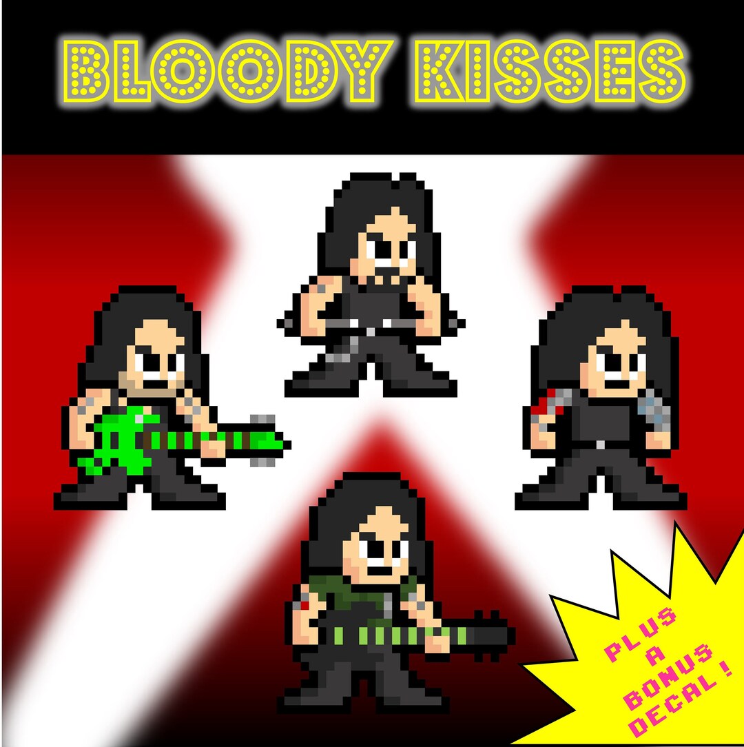 Pixel Art Stickers - Bloody Kisses Collection Vinyl Sticker Set of 4 ...