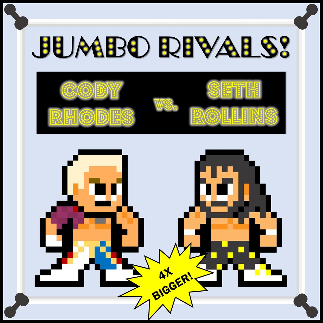 8-bit Pixel Art Set of Two JUMBO Rival Stickers: Cody Rhodes Vs. Seth ...