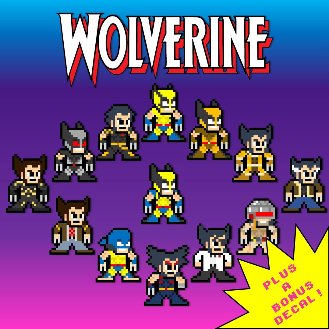 8-bit Pixel Art Wolverine Collection Vinyl Sticker Set of 13 Individual ...