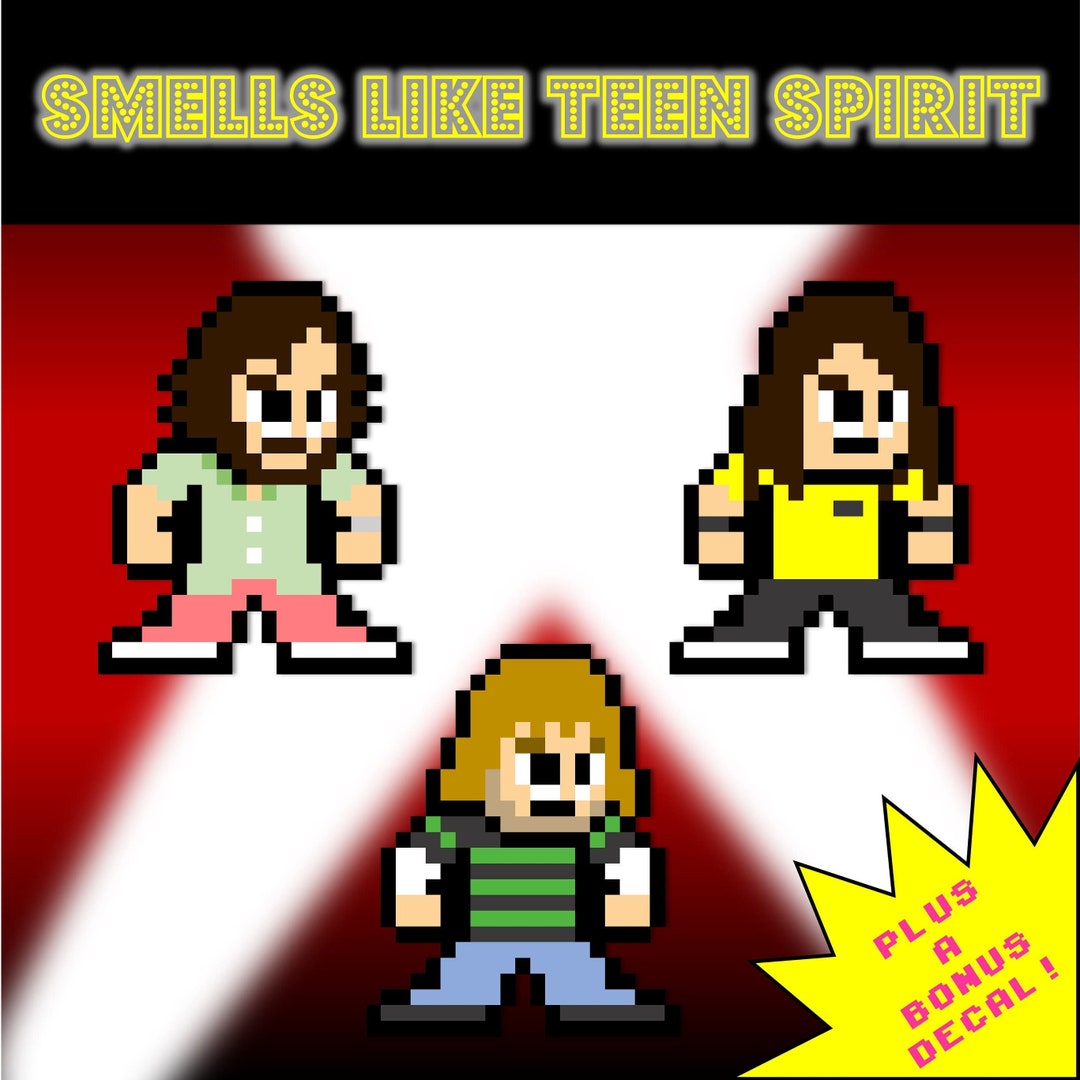 8-bit Sticker Set of 3 Individual Decals: Smells Like Teen Spirit ...