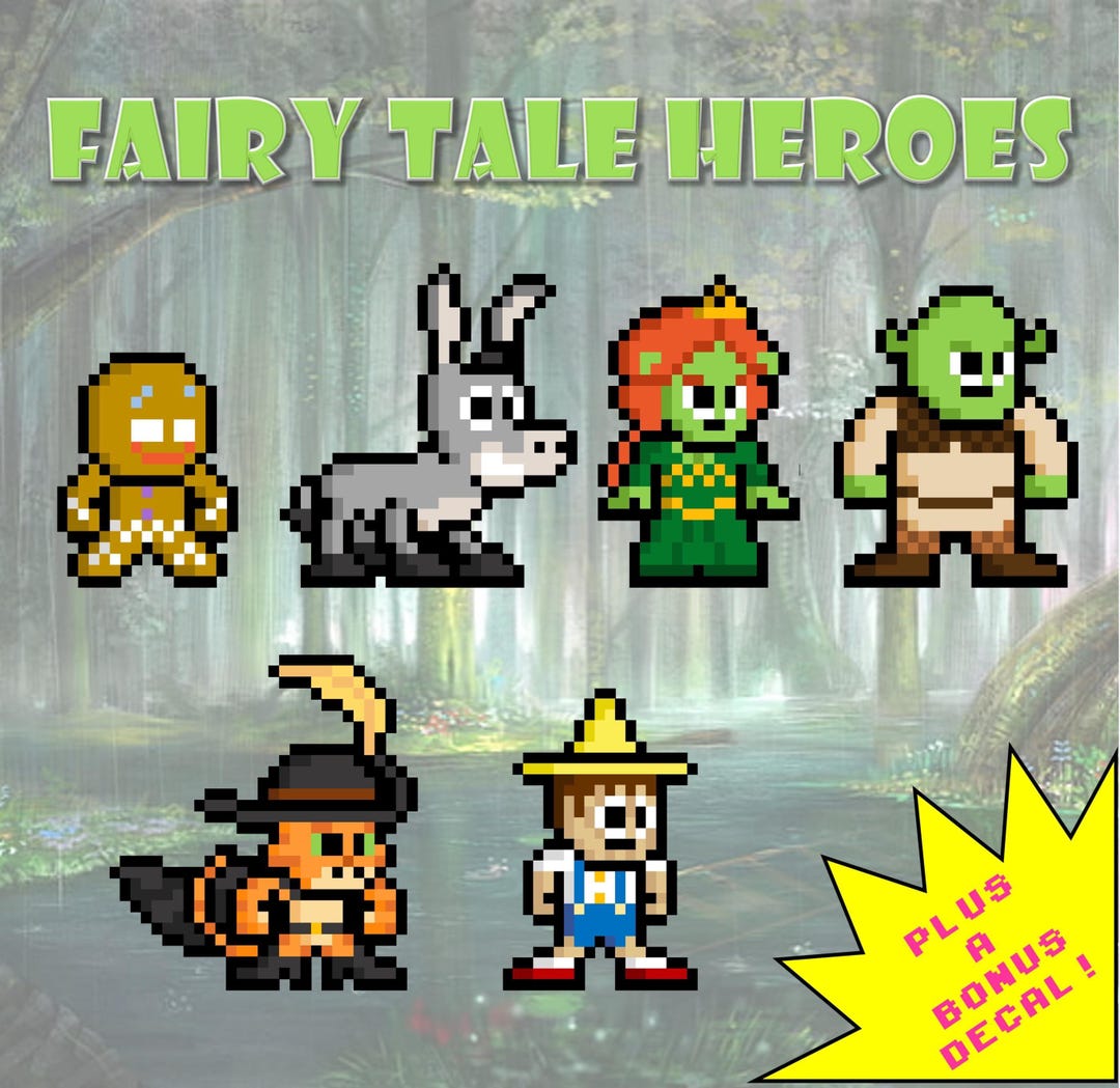 8-bit Retro Fantasy Stickers: Fairy Tale Heroes Set of 6 - Etsy