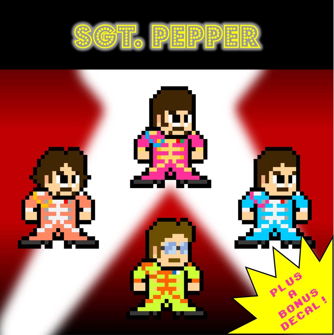 8-bit Retro Rock Band Stickers: Sgt. Pepper Set of 4 - Etsy