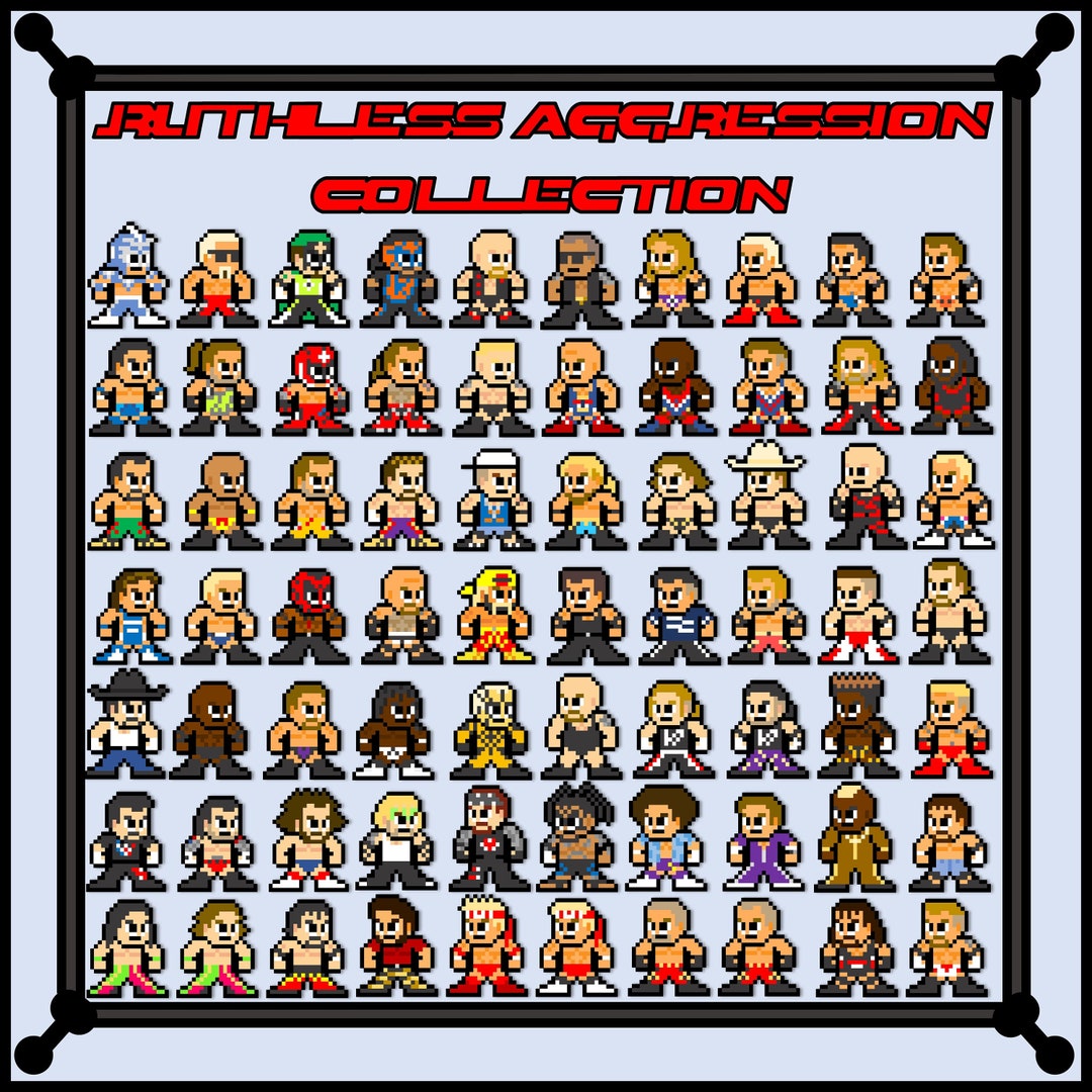 8-bit Retro Wrestling Stickers: Ruthless Aggression Collection Set of ...