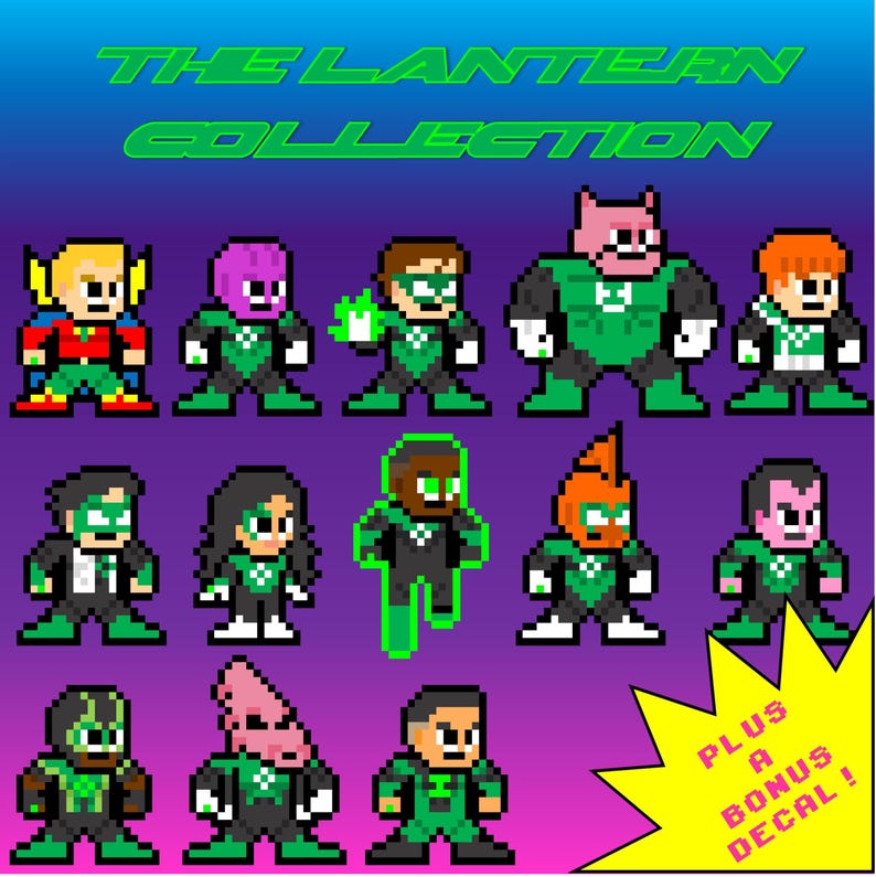 8-bit Retro Comic Stickers: Lantern Collection Set of 13 - Etsy