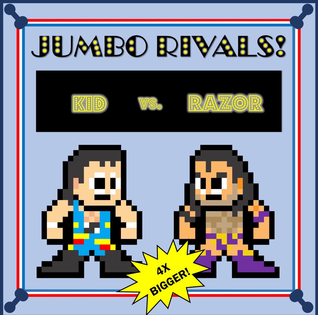 8-bit Retro Wrestling JUMBO Sticker Set of 2: Kid Vs Razor - Etsy