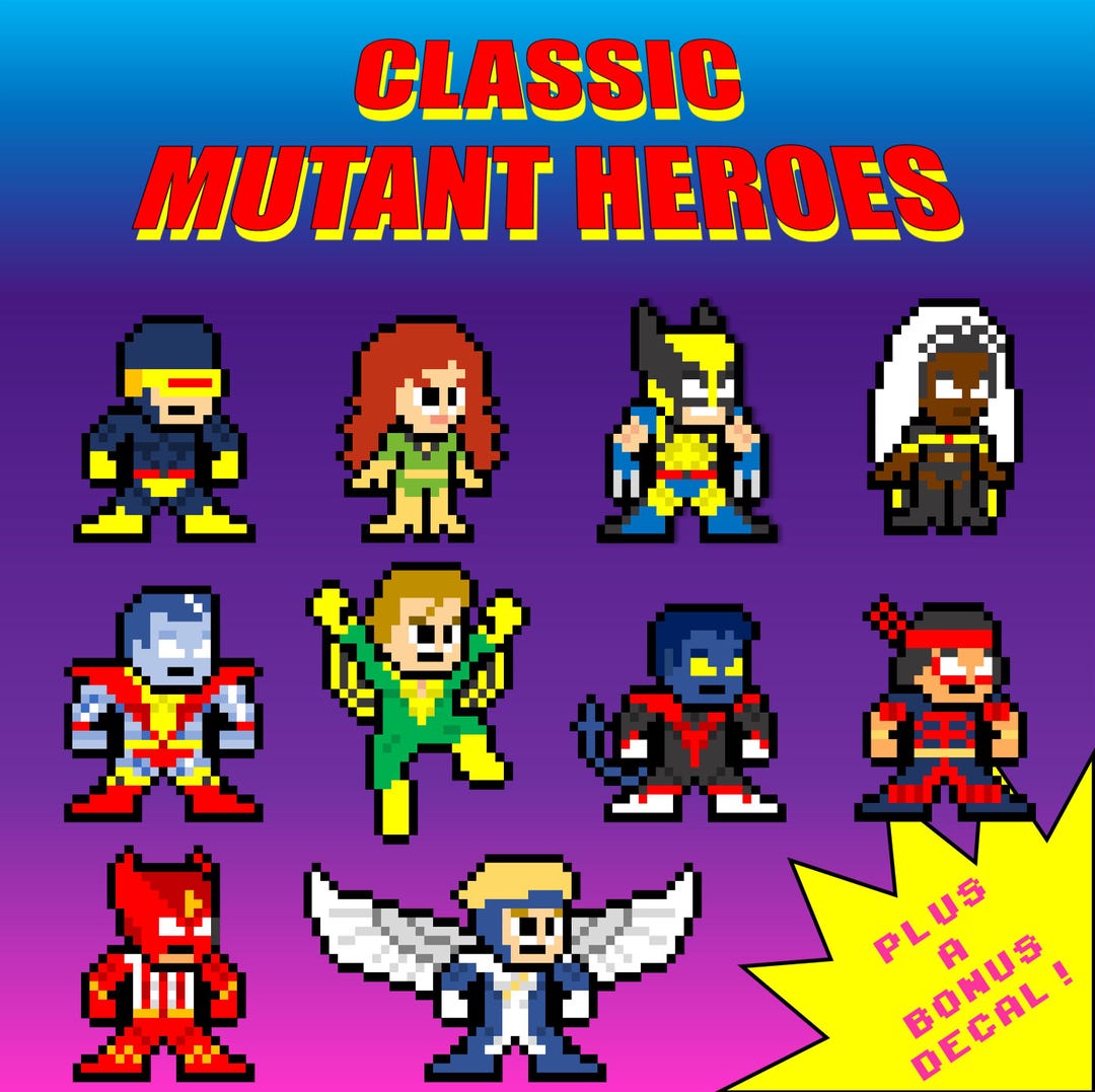 8-bit Retro Comic Stickers: Classic Mutant Heroes Set of 10 - Etsy
