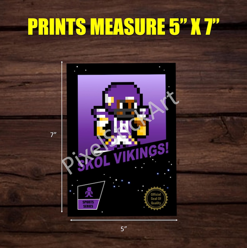 8-bit the North Black Box Style Retro Football 5X7 Prints - Etsy