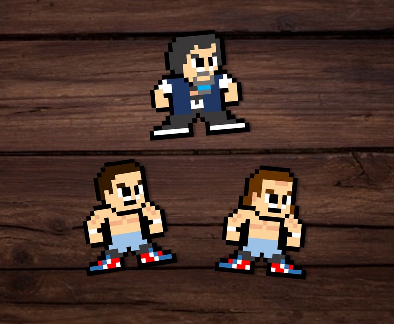 8-bit Pixel Art WWF British Bulldogs Set of 3 Individual Stickers ...