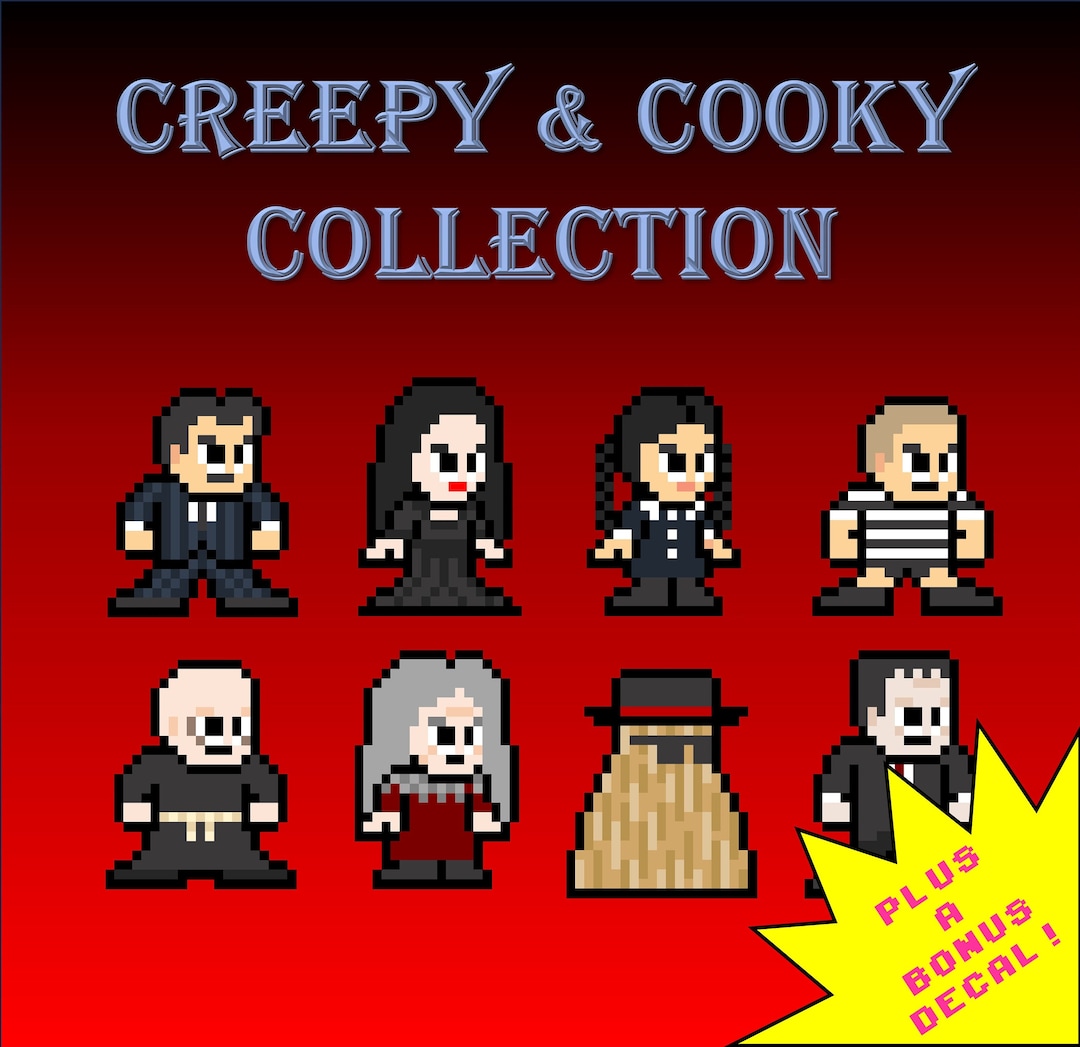 8-bit Pixel Art Stickers Creepy & Cooky Collection Vinyl Sticker Set of ...