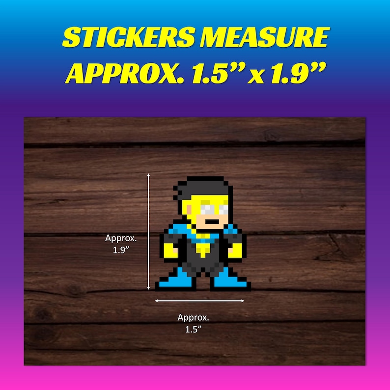 8-bit Retro Cartoon Stickers: Invincible Set of 16 - Etsy