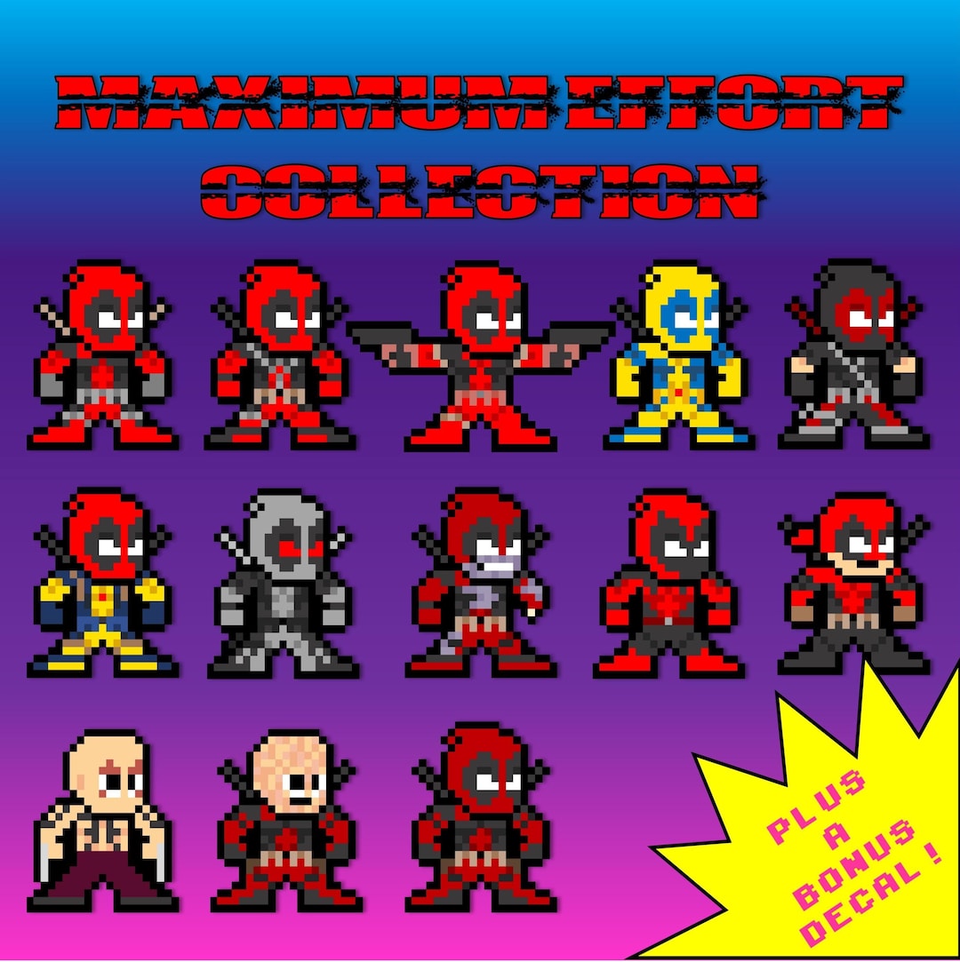 8-bit Sticker Set of 13 Individual Decals: Maximum Effort Collection ...