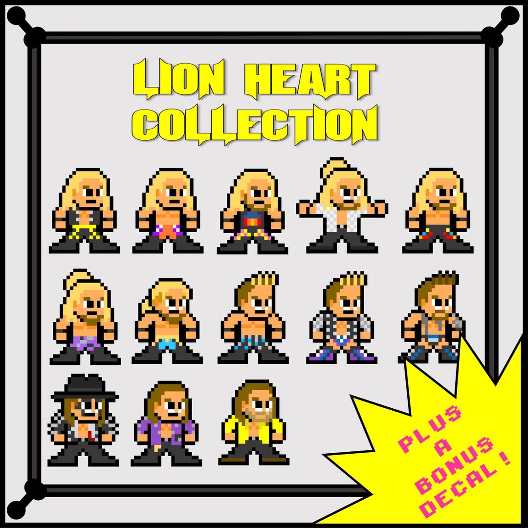 8-bit Wrestling Sticker Set: Lion Heart Set of 13 Stickers - Custom ...